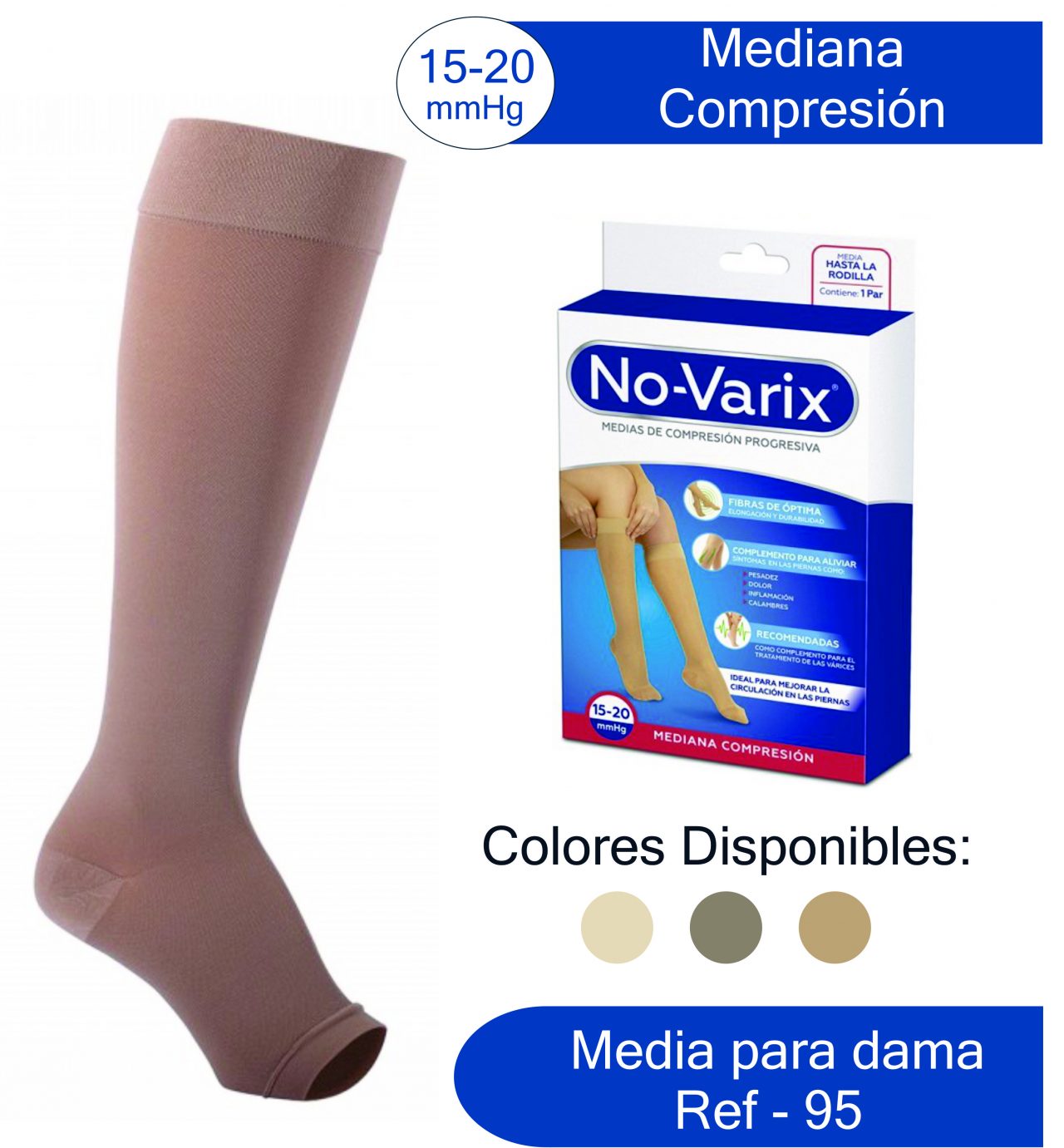 Media NO-VARIX® Dama 15-20 mmHg Transparente Puntera Abierta Ref ...